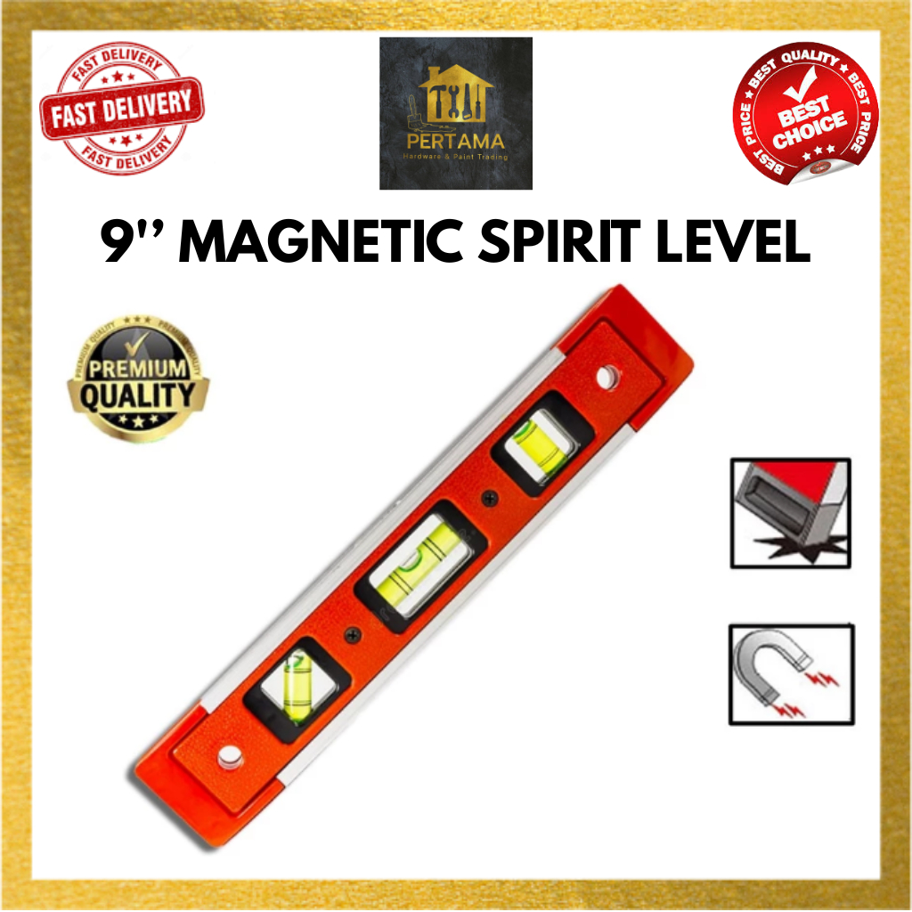 9" Magnetic Water Level Spirit Water Level 230mm Penimbang Air | Shopee ...