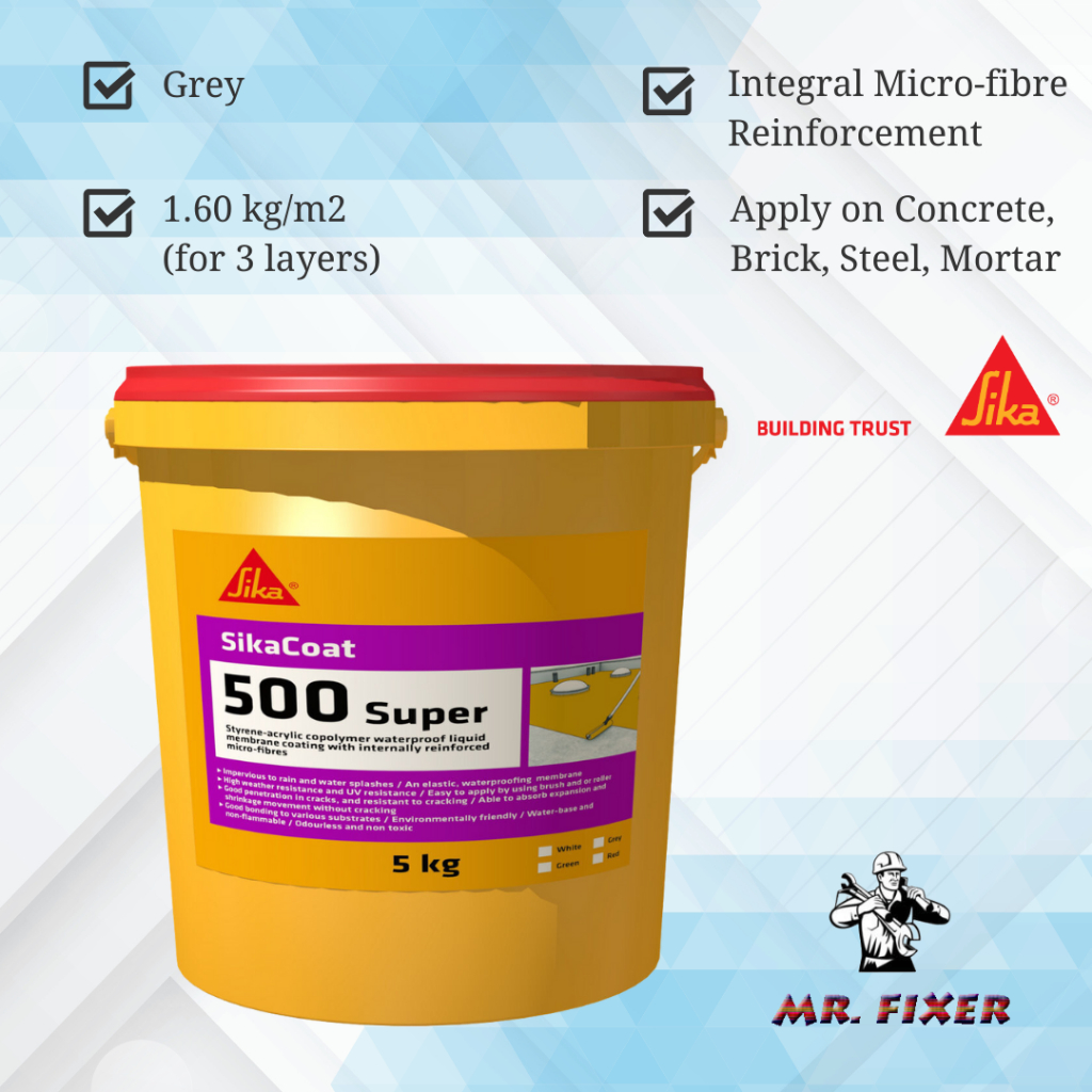 20kg SIKA SikaCoat-500 Super Reinforced Micro-fibres Waterproofing ...