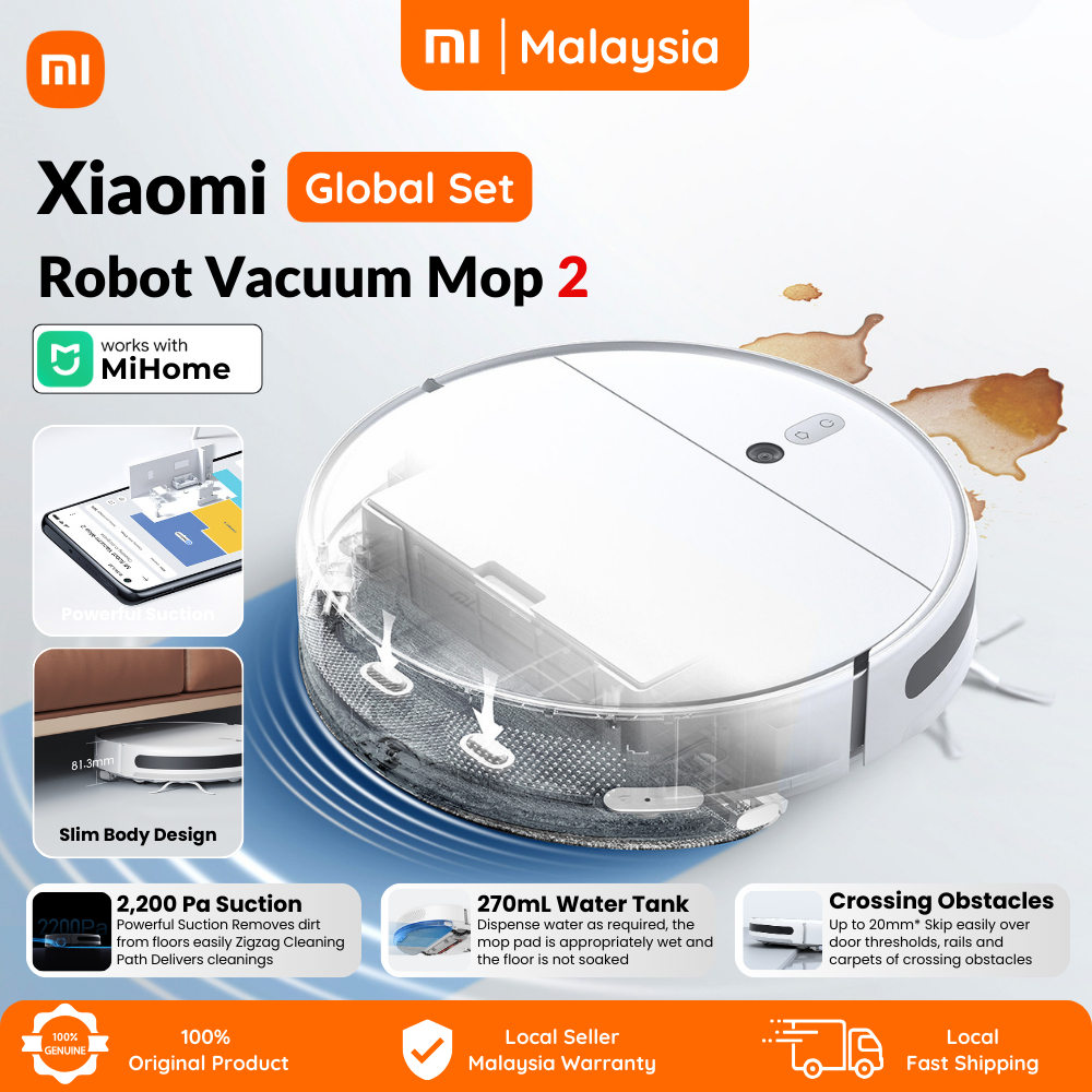(Global) Xiaomi Robot Vacuum Cleaner Mop 2 Water Tank Powerful Suction ...