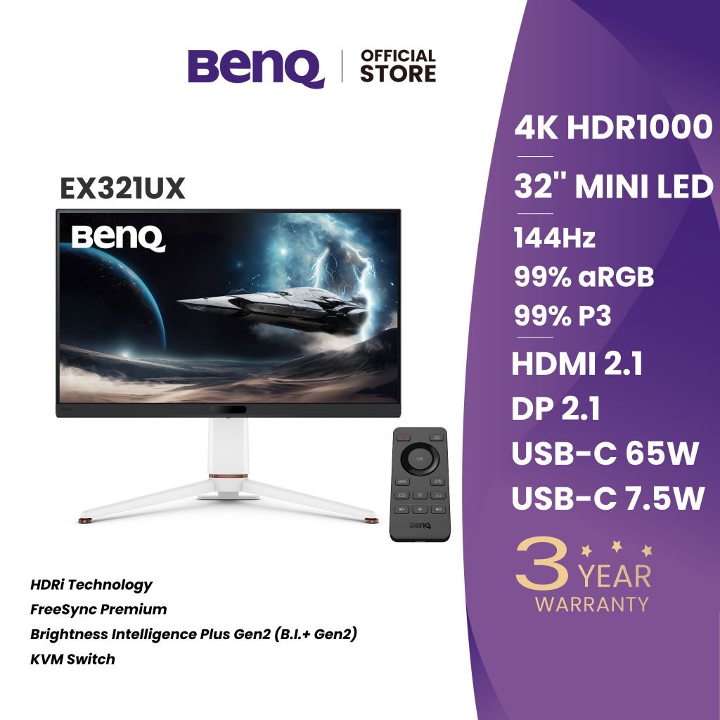 [New] BenQ MOBIUZ EX321UX｜31.5 inch｜4K UHD｜ MINI LED｜HDMI 2.1｜144Hz｜HDR ...