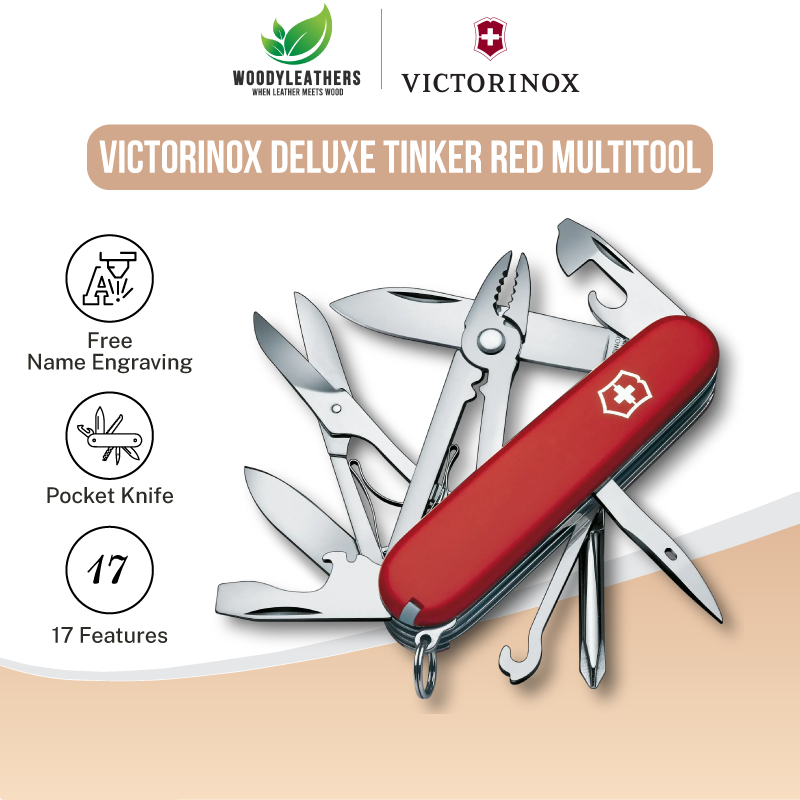 VICTORINOX Deluxe Tinker Red Multitool Pocket Knife 1.4723 | FREE Name ...