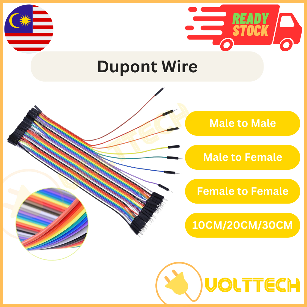 Dupont Jumper Wire 40 Way 2.54mm 10cm 20cm 30cm Male to Male Female to ...