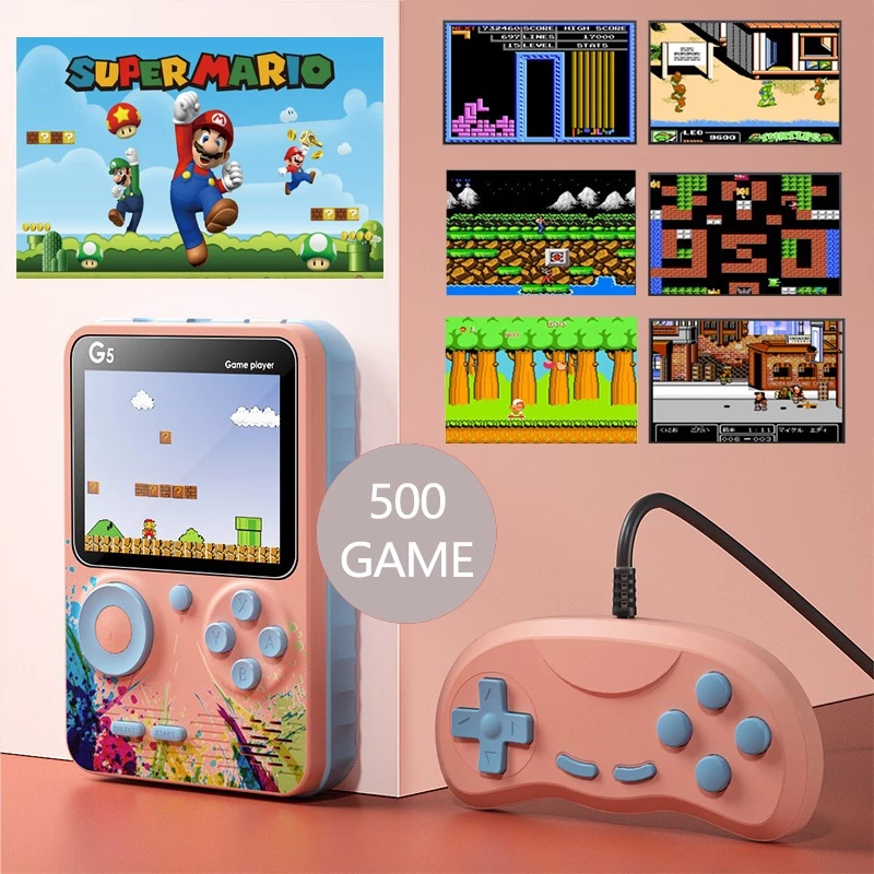 G5 HD Screen Macaron Handheld Game Console Mini Arcade 500 Game ...