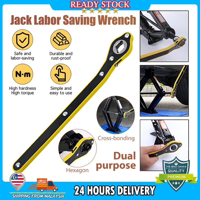 Car Scissor Jack Ratchet Car Jack Wrench Tools Jack Angkat Tire Wheel ...