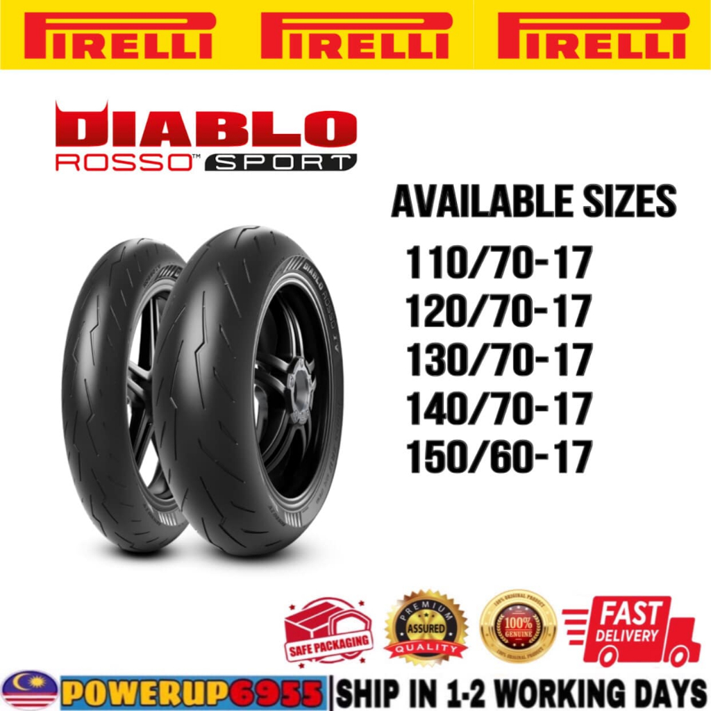 YEAR 2025 PIRELLI DIABLO ROSSO SPORT TYRE TAYAR TIRE 110/70-17 120/70 ...