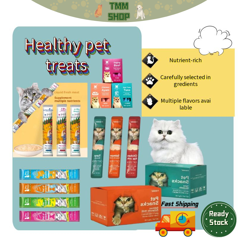60/30pcs 15g Cat Snack Cat Food Treats Cat Strip Fresh Wet Food Pack ...