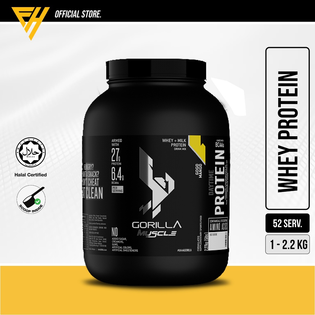 GORILLA Muscle Whey Protein 2.27kg (5lbs) Halal Whey Protein Fitness ...