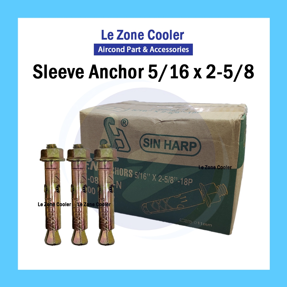 (100 pcs) Sleeve Anchors Wall Plug Besi Sin Harp SYW 5/16'' x 2 5/8 ...