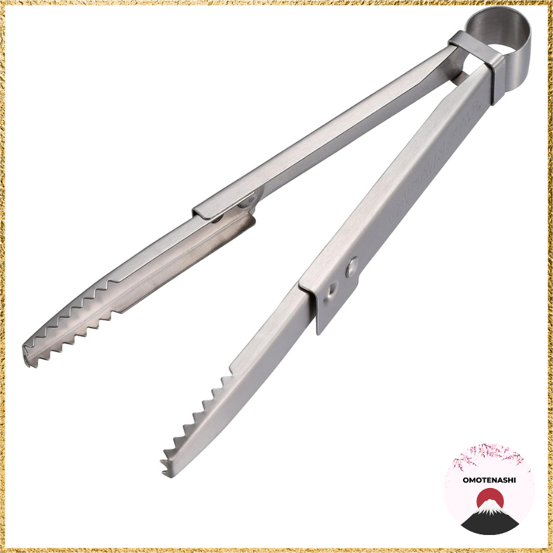 Captain Stag Compact Stainless Steel BBQ Tongs with Stopper - 21cm ...