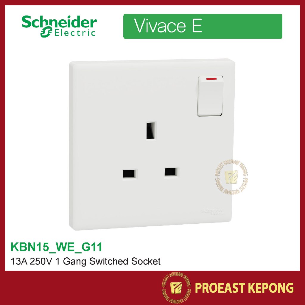 Schneider Vivace E [ KBN15_WE_G11 ] 13A 250V 1 Gang Switched Socket ...