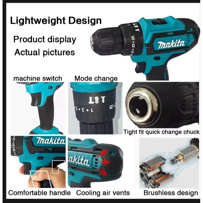 Makita 68V Cordless electric impact Drill 3 in 1 with Set 2 battery | Shopee Malaysia