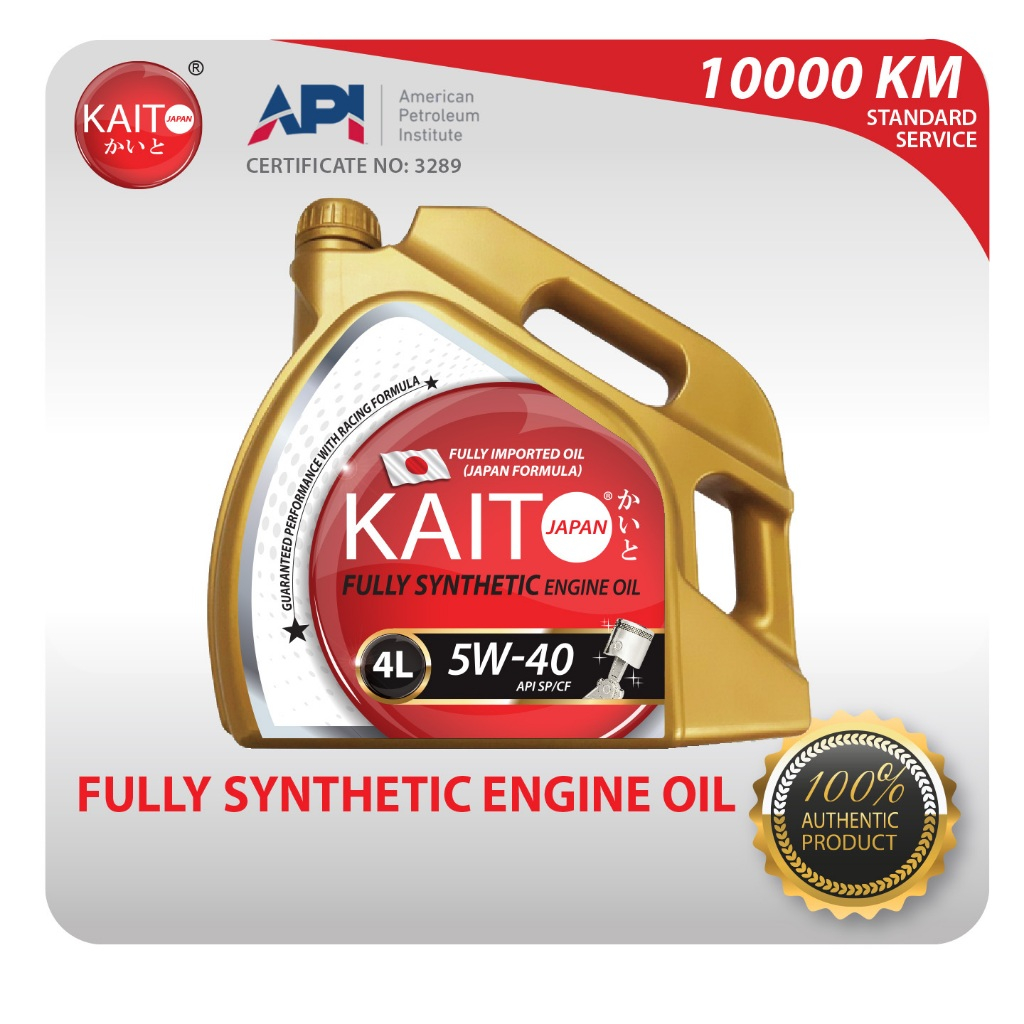 Kaito Japan 5W40 Fully Synthetic Engine Oil SP/CF - 4 Liters x 1 Bottle ...