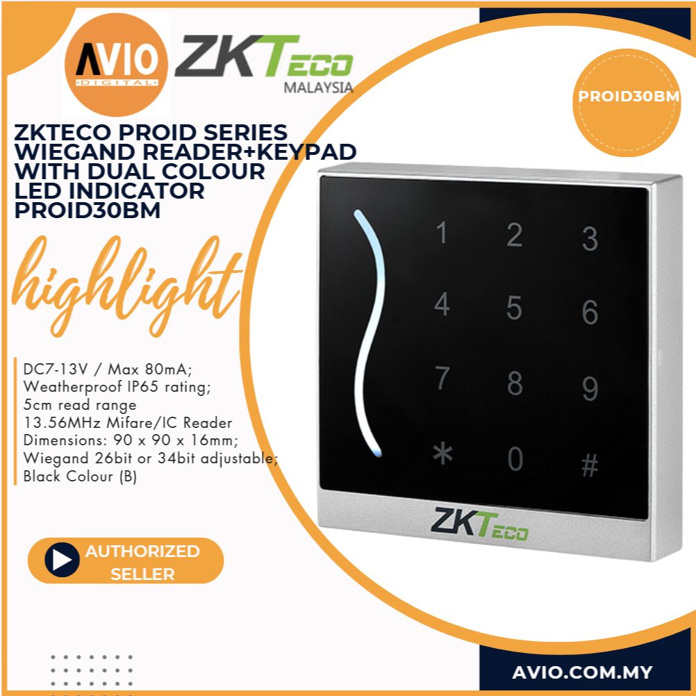 ZKTeco Outdoor Weatherproof Password Mifare Card Wiegand Door Access ...