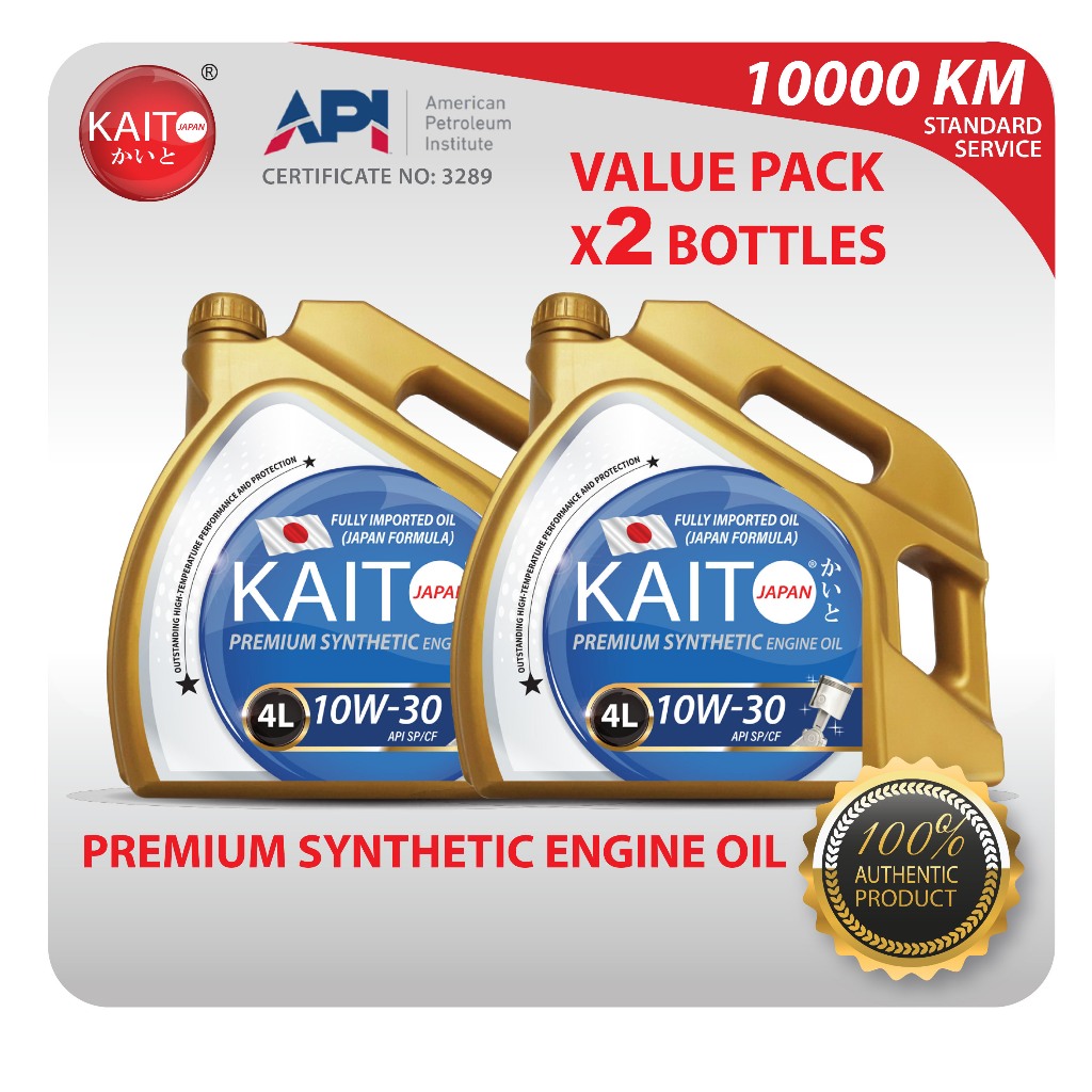 Kaito Japan 10W30 Premium Synthetic Engine Oil SP/CF - 4 Liters X 2 ...