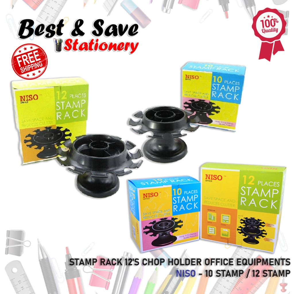 BEST SAVE Niso Rubber Stamp Rack Chop Holder 10 / 12 Places | Shopee ...
