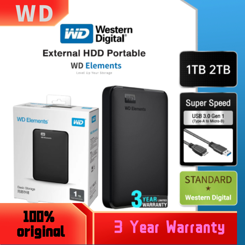 Western Digital Portable External Hard Disk 2TB/1TB USB 3.0 hard disk ...