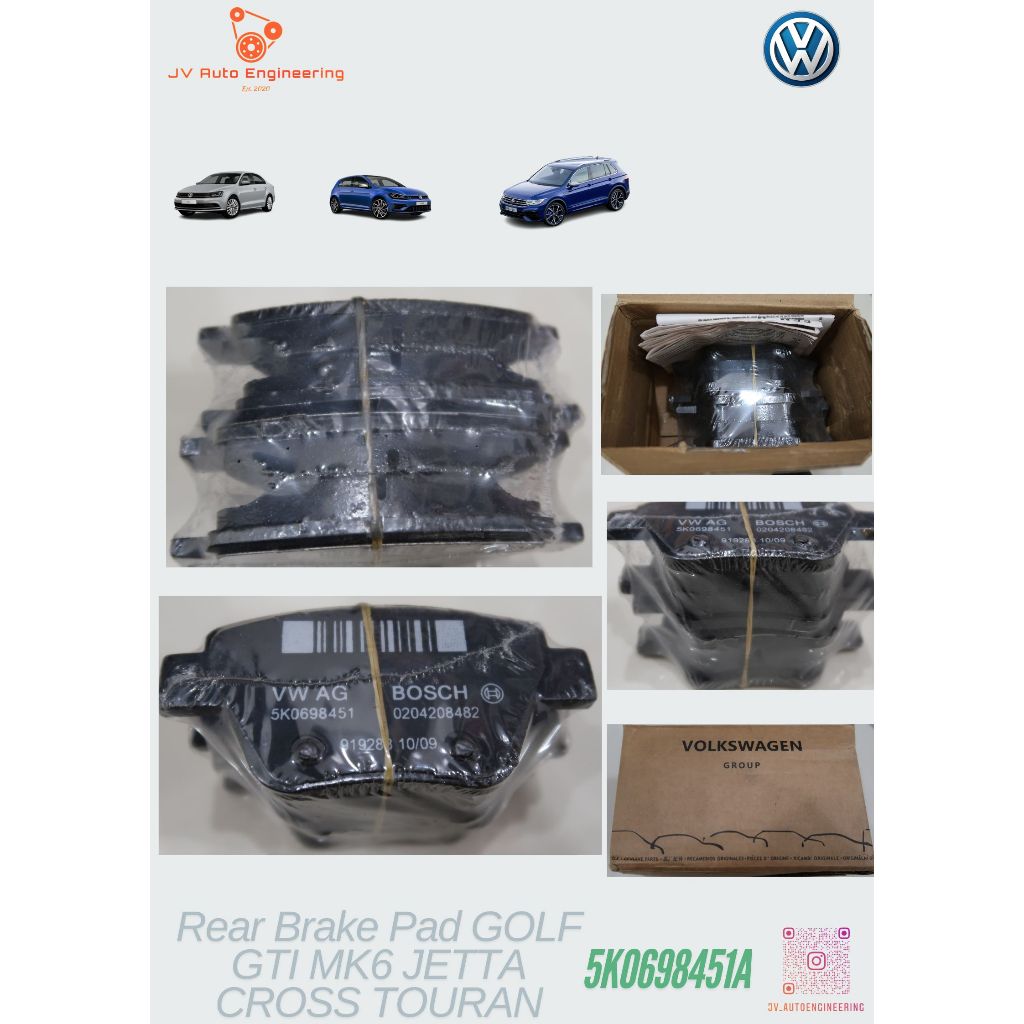 5K0698451C REAR BRAKE PAD SET FOR VW GOLF GTI MK6 JETTA CROSS TOURAN ...