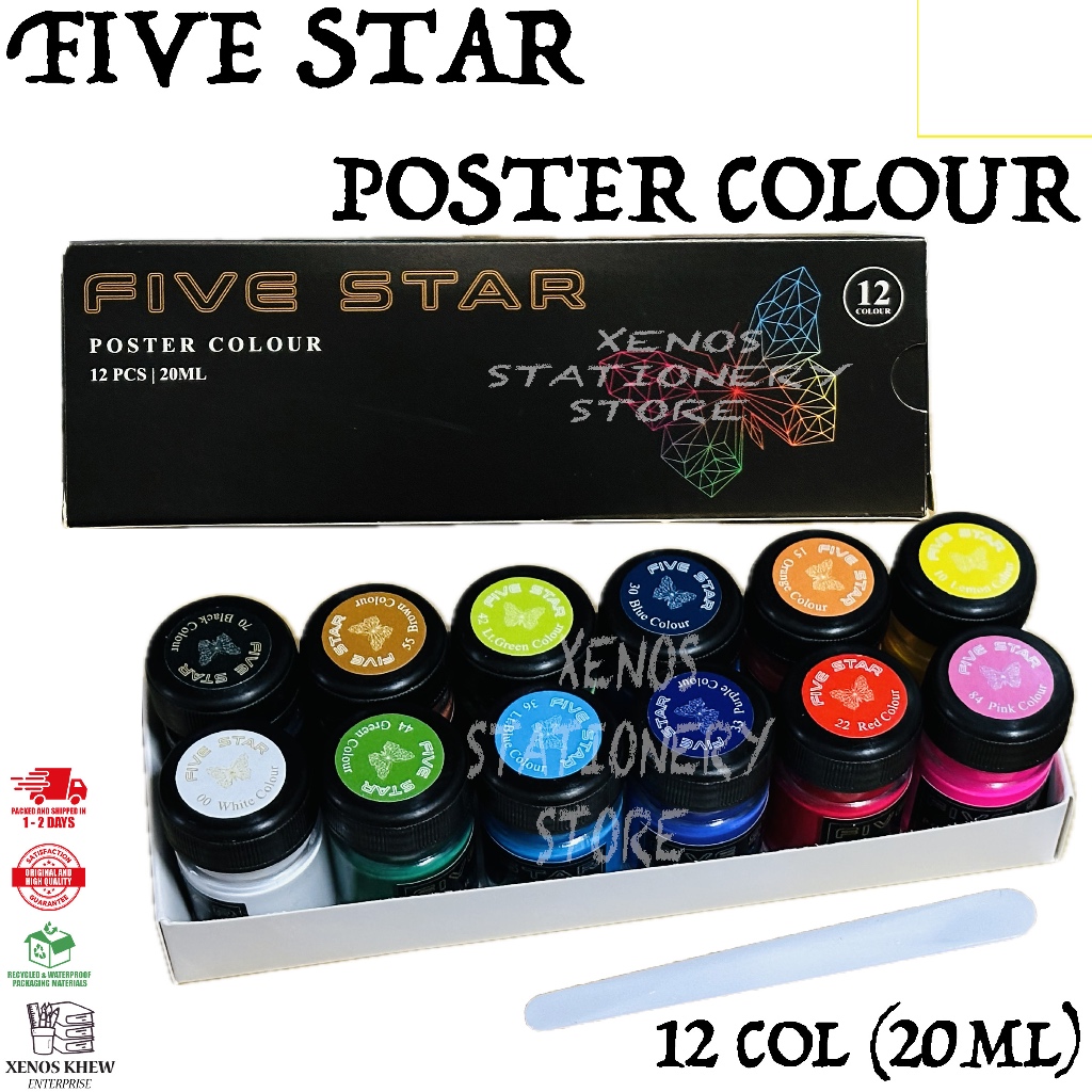 FIVE STAR POSTER COLOUR 12 COLOUR [ 20ML ] (READY STOCK) | Shopee Malaysia