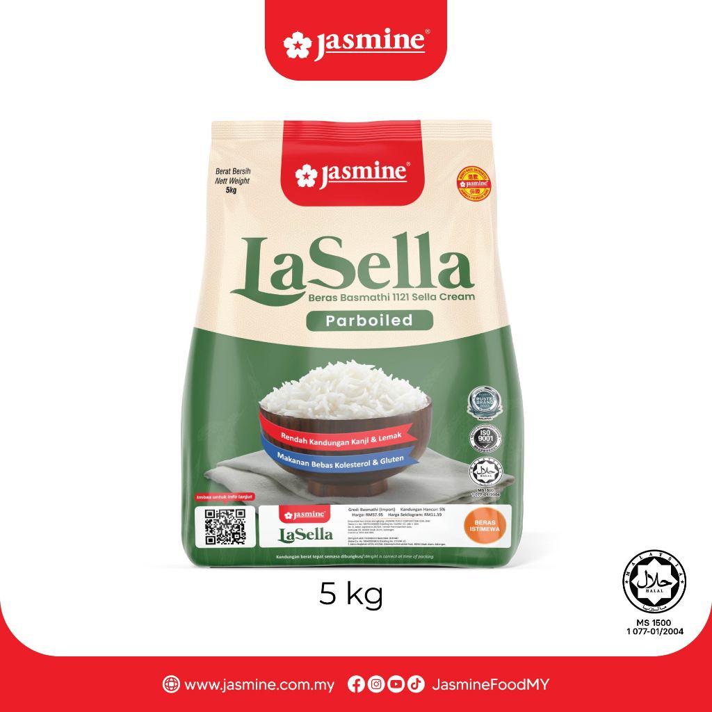 Jasmine LaSella Parboiled Basmathi Extra Long 5kg | Shopee Malaysia