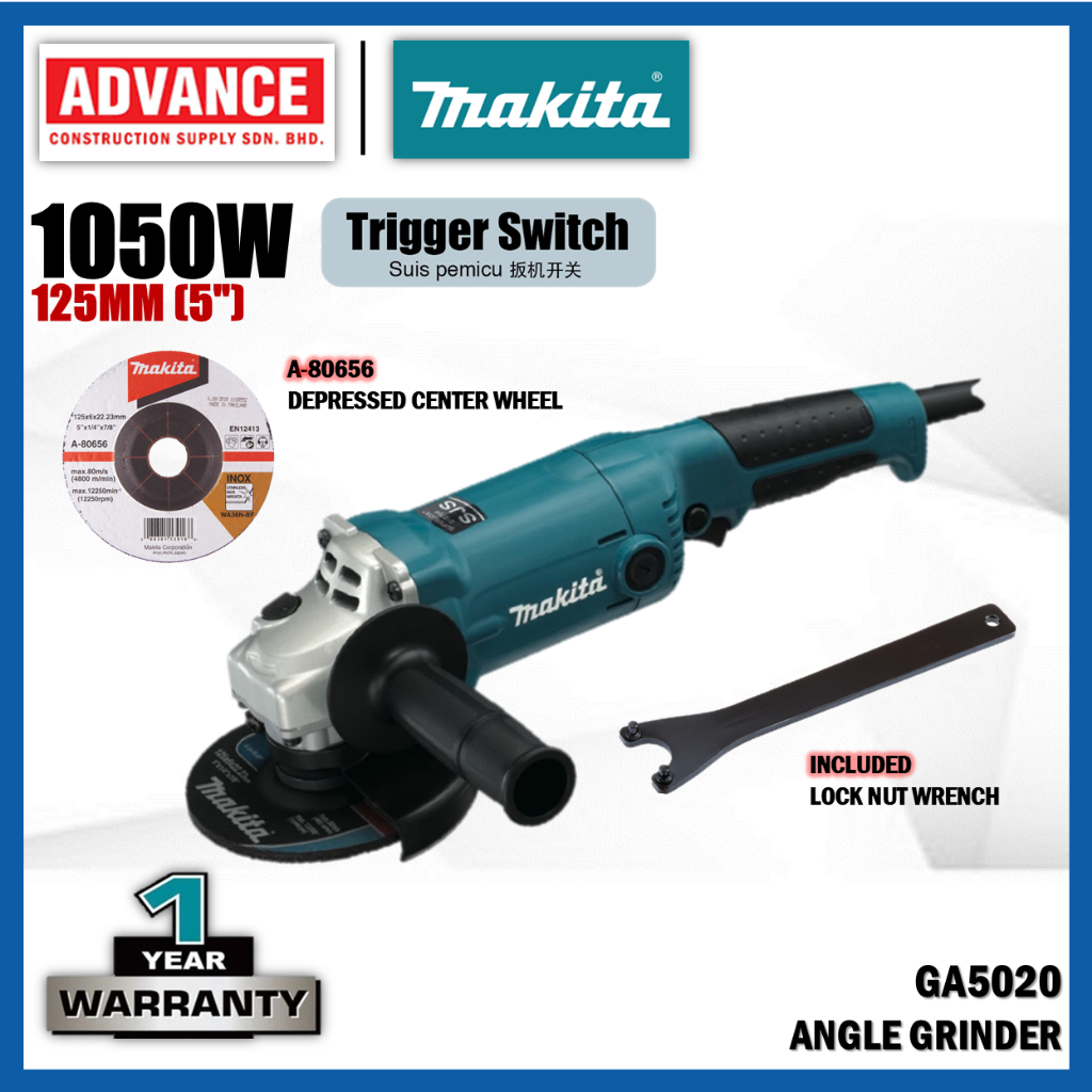 MAKITA GA5020 Angle Grinder 125MM (5") ( Trigger Switch ) | Shopee Malaysia
