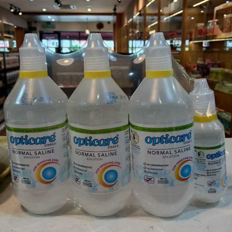 OPTICARE NORMAL SALINE SOLUTION 3 BOTS x 500ml free 120ML Exp 03/2030 ...