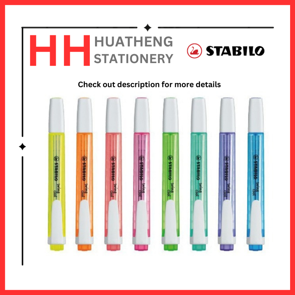 Stabilo Swing Cool Fluorescent Highlighter Pen / Textliner (8 Colours ...