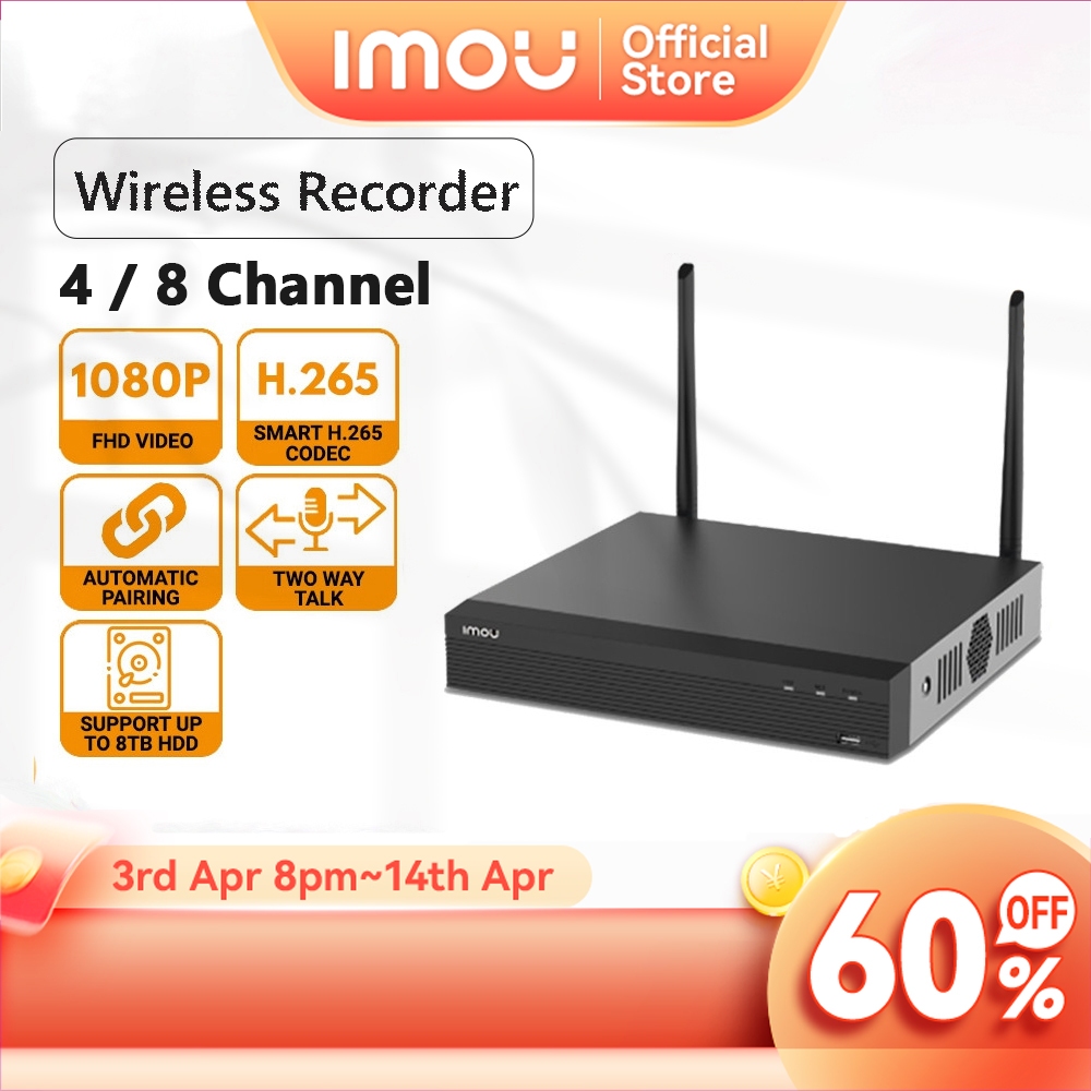 Imou Wireless Recorder FHD Video 4 Channel/8 Channel Auto Pairing NVR ...