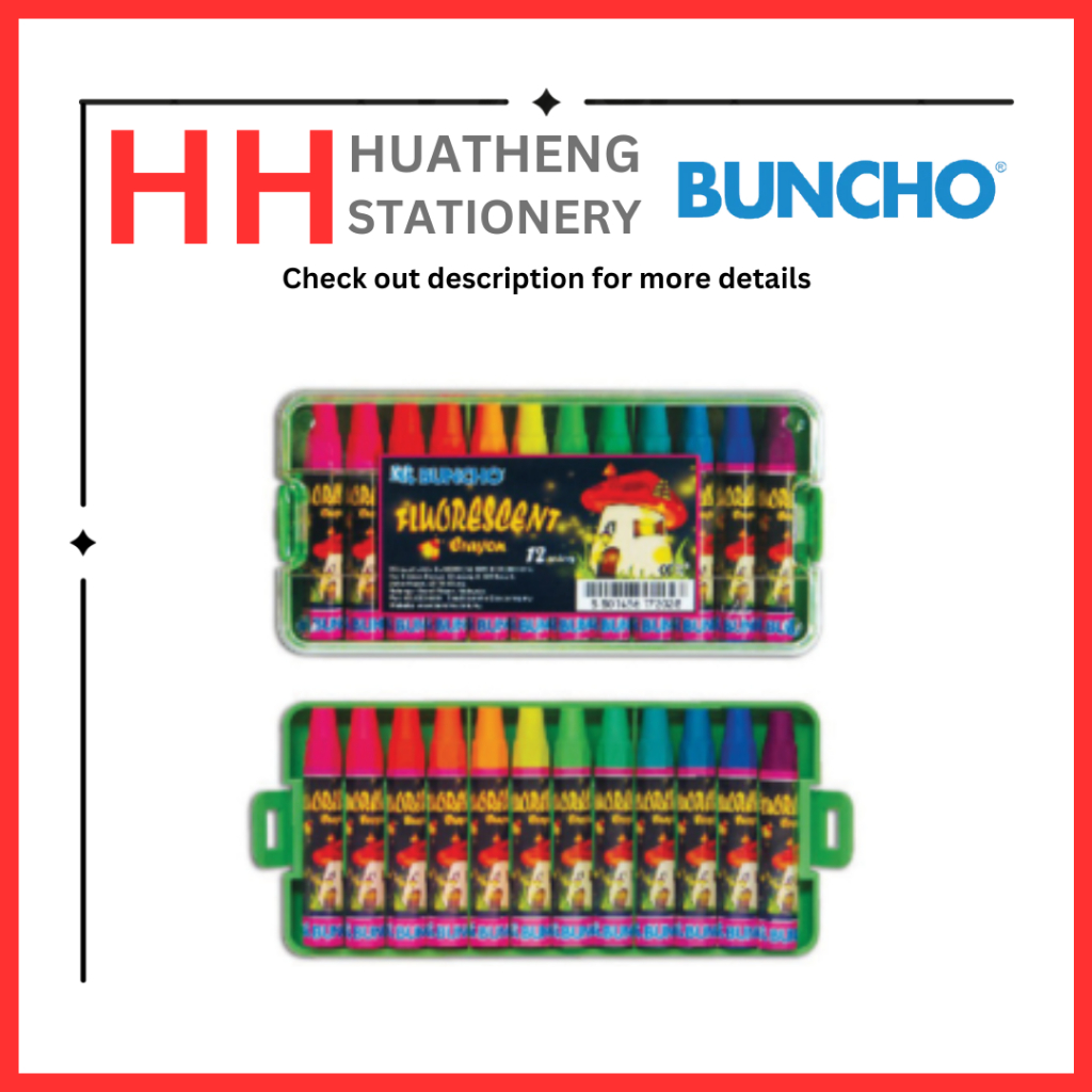Buncho Fluorescent Crayon 12 Colours | Shopee Malaysia