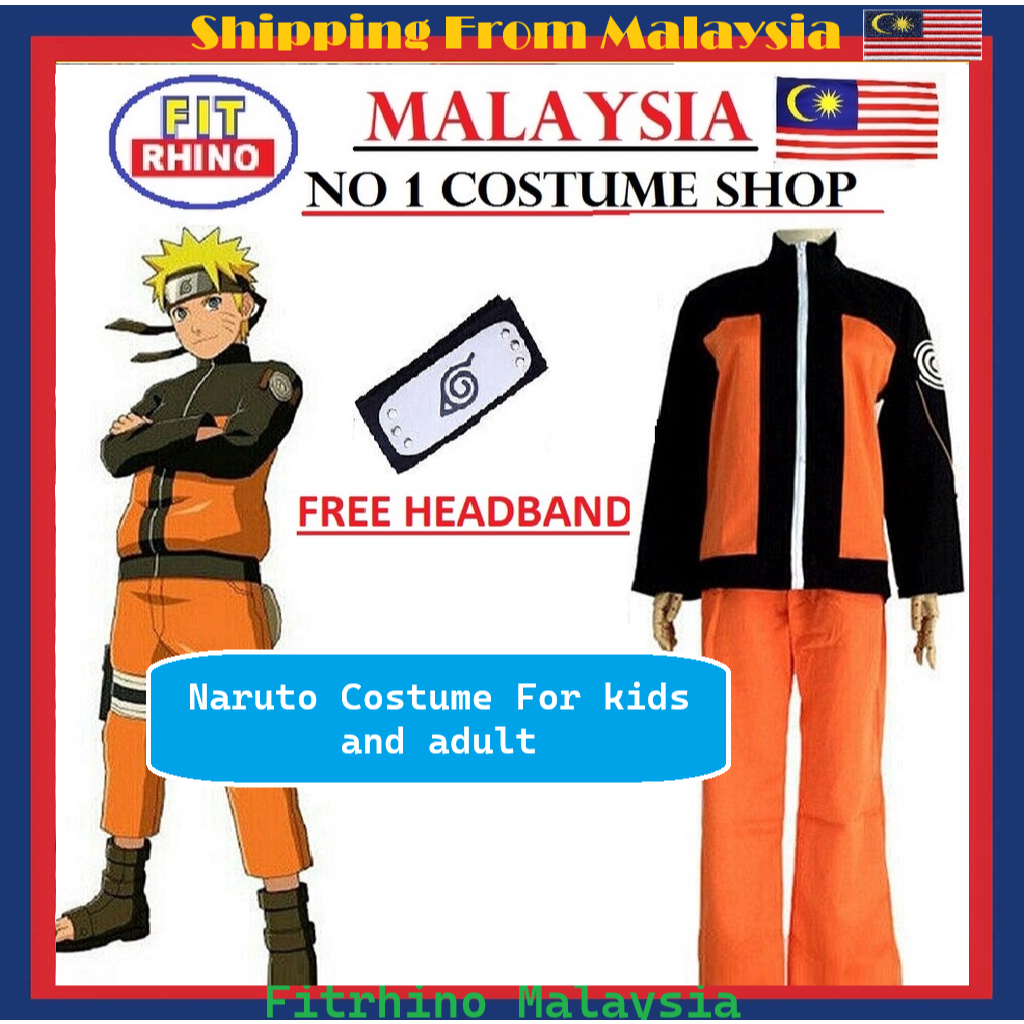 [ FITRHINO ] Naruto Costume Cosplay Kids Adult shirt baju budak anime ...