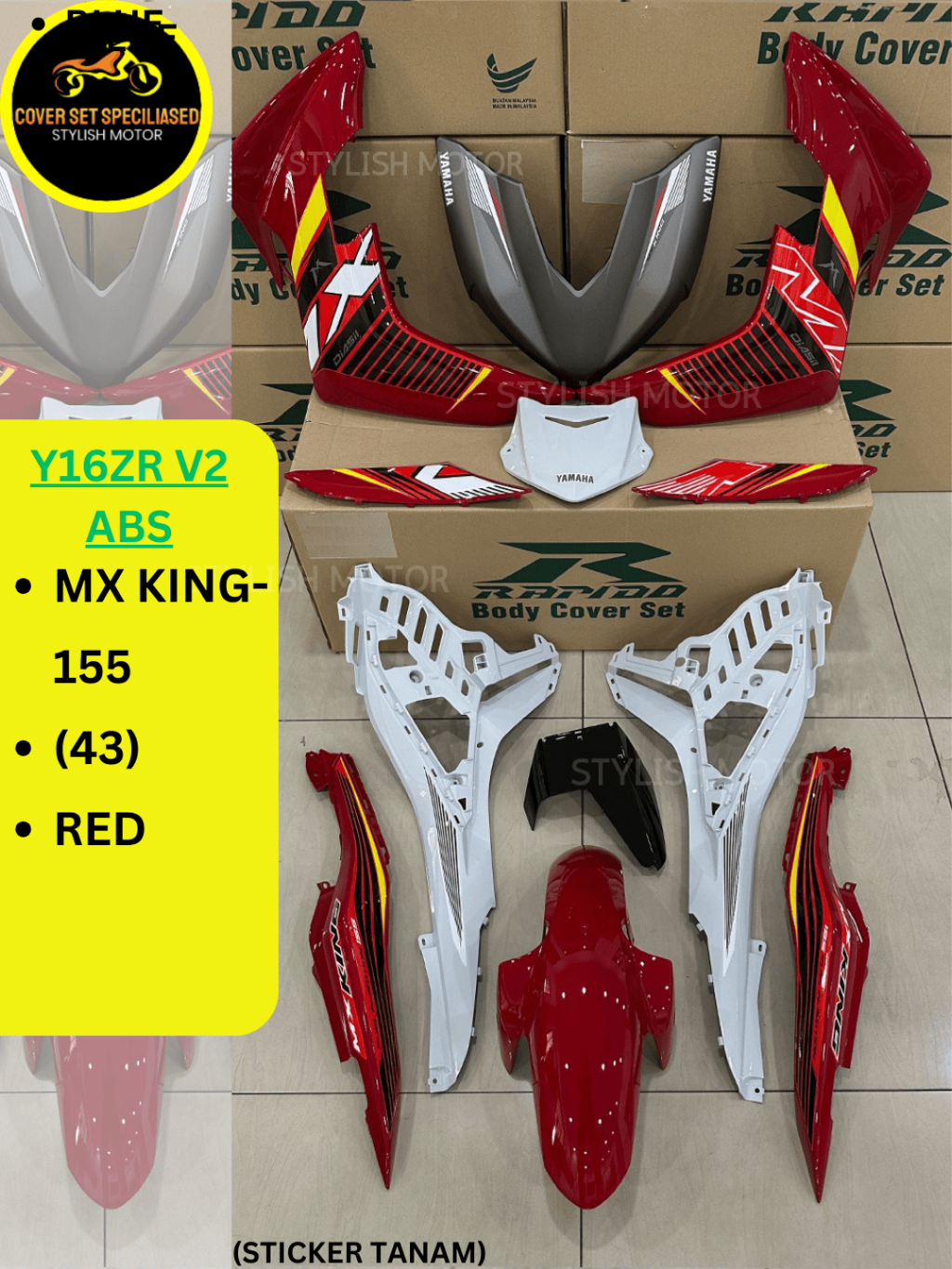 RAPIDO Cover Set YAMAHA Y16 Y16zr ABS V2 Mx King-155 (43) Red Cover ...