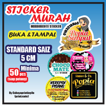 STICKER LABEL PRODUK | 5CM | MIRRORKOTE STICKER MINIMA 50PCS | Shopee ...
