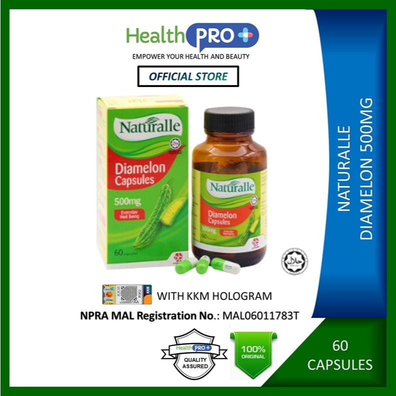 Naturalle Diamelon 500mg (60 Capsules) EXPIRY: 08/2027 (Bitter Gourd ...