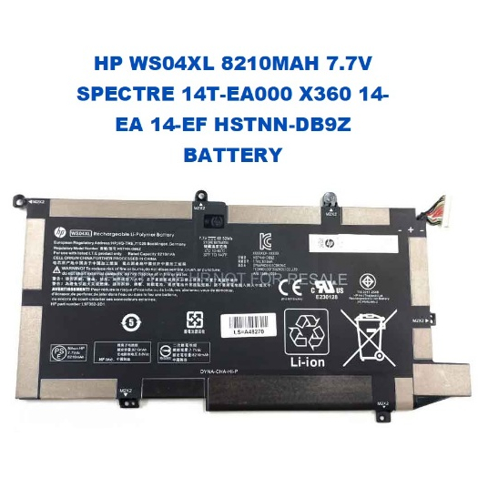 HP WS04XL 8210MAH 7.7V SPECTRE 14T-EA000 X360 14-EA 14-EF HSTNN-DB9Z ...