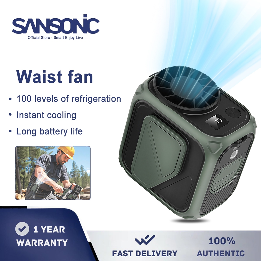 SANSONIC Portable Waist Fan 100 Speed Kipas Pinggang USB Rechargeable ...