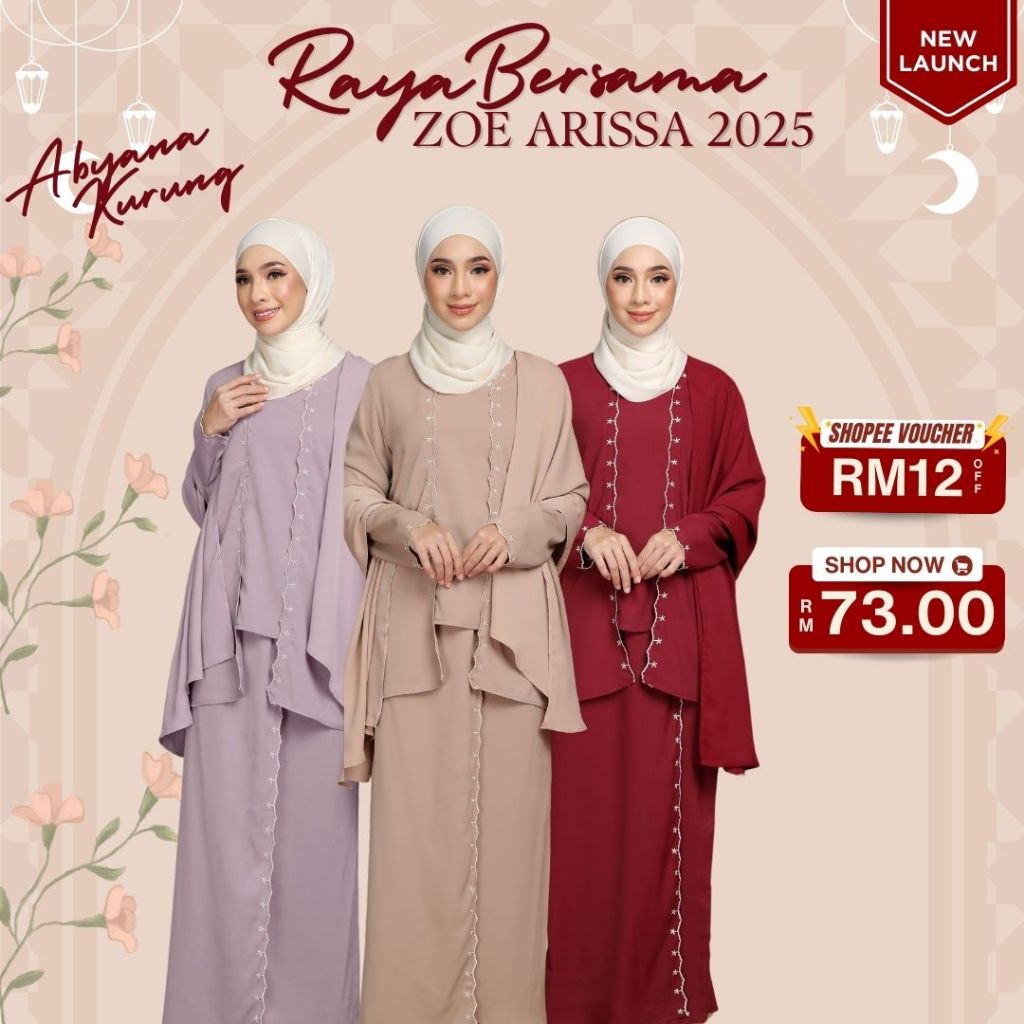 ZOE ARISSA 2025 Abyana Kebaya Kurung Raya Sulam Moden Baju Kurung Wanita Muslimah Baju Raya ...