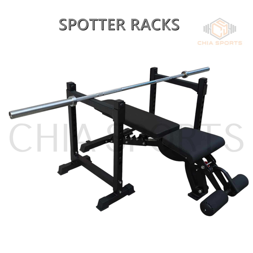 Split Spotter Racks Safety Squat Stands Barbell Deadlift Bench Press ...