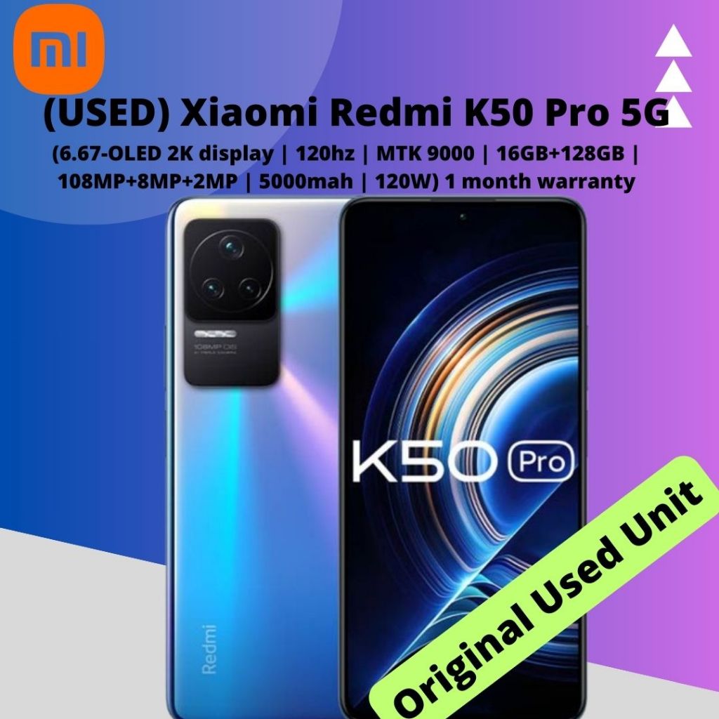 (USED) Xiaomi Redmi K50 Pro (6.67" OLED 2k display | 120hz | 108MP | MTK 9000 | 16+128GB ...
