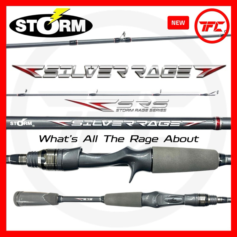 STORM SILVER RAGE Baitcast & Spinning Fishing Rod BC Baitcasting ...