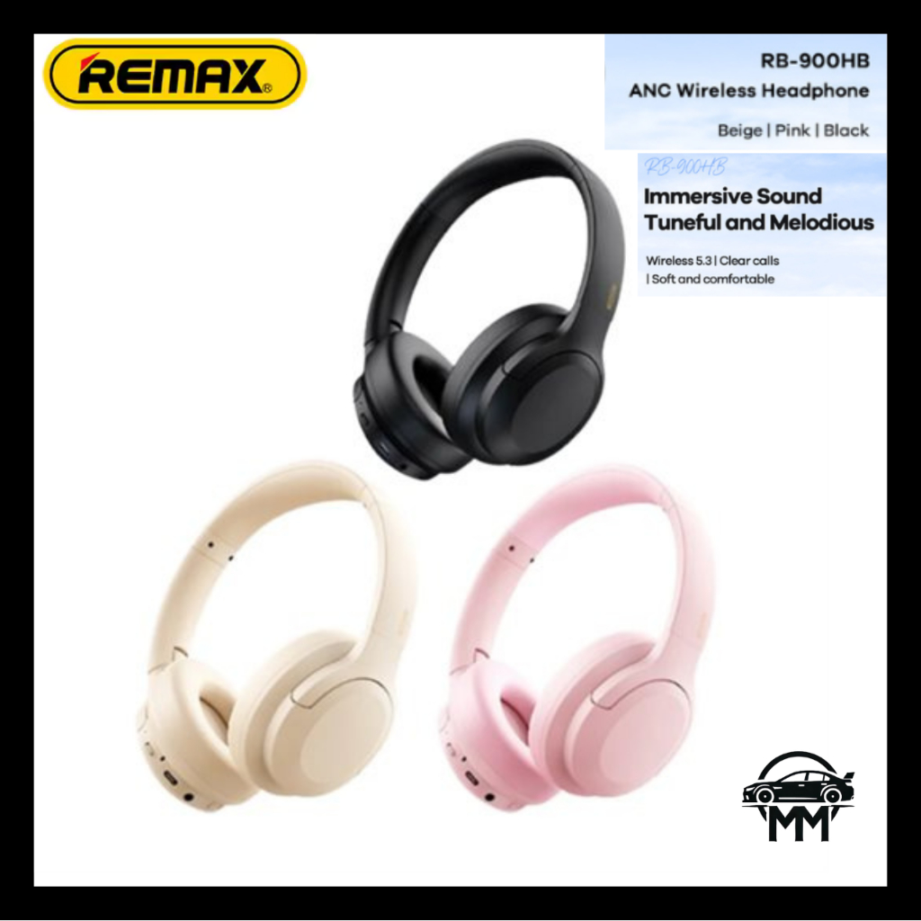 REMAX RB-900HB Bluetooth Headset Active Noise Cancelling ANC Super Bass Stereo Wireless ...