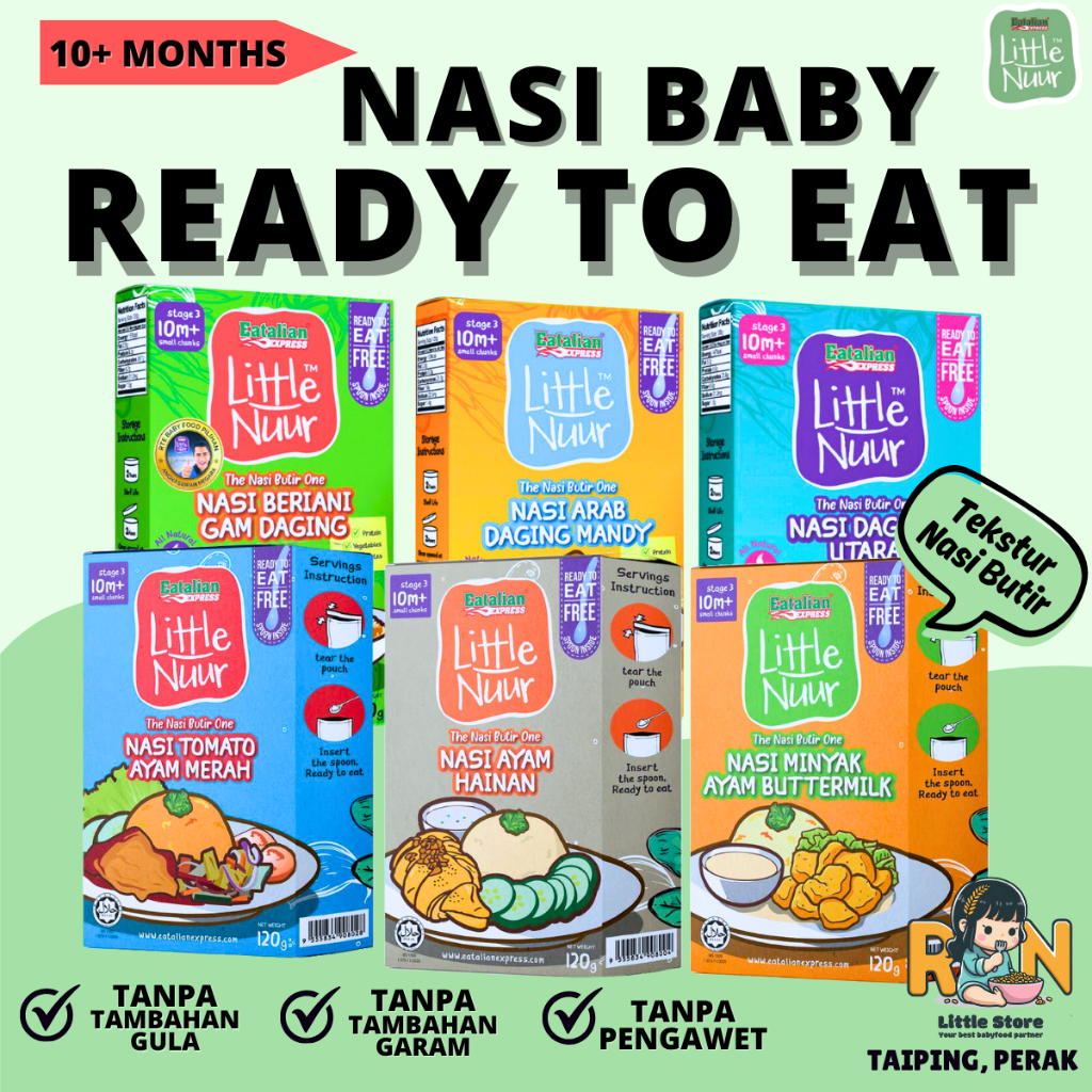LITTLE NUUR READY TO EAT BABY FOOD Makanan Baby The Nasi Butir One Nasi ...