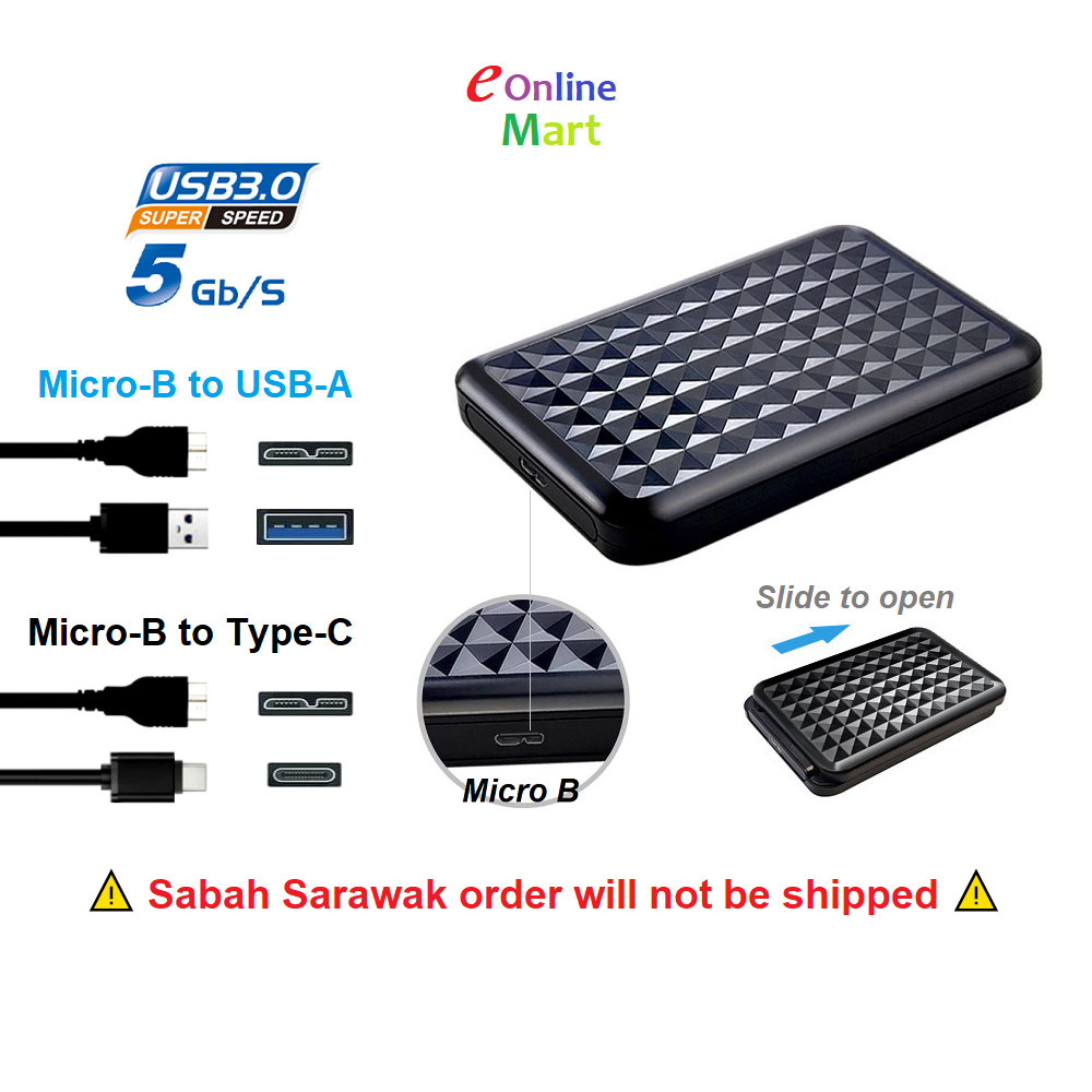 USB 3.0 2.5 inch External Hard Disk Casing Tool-Free SATA HDD Enclosure ...