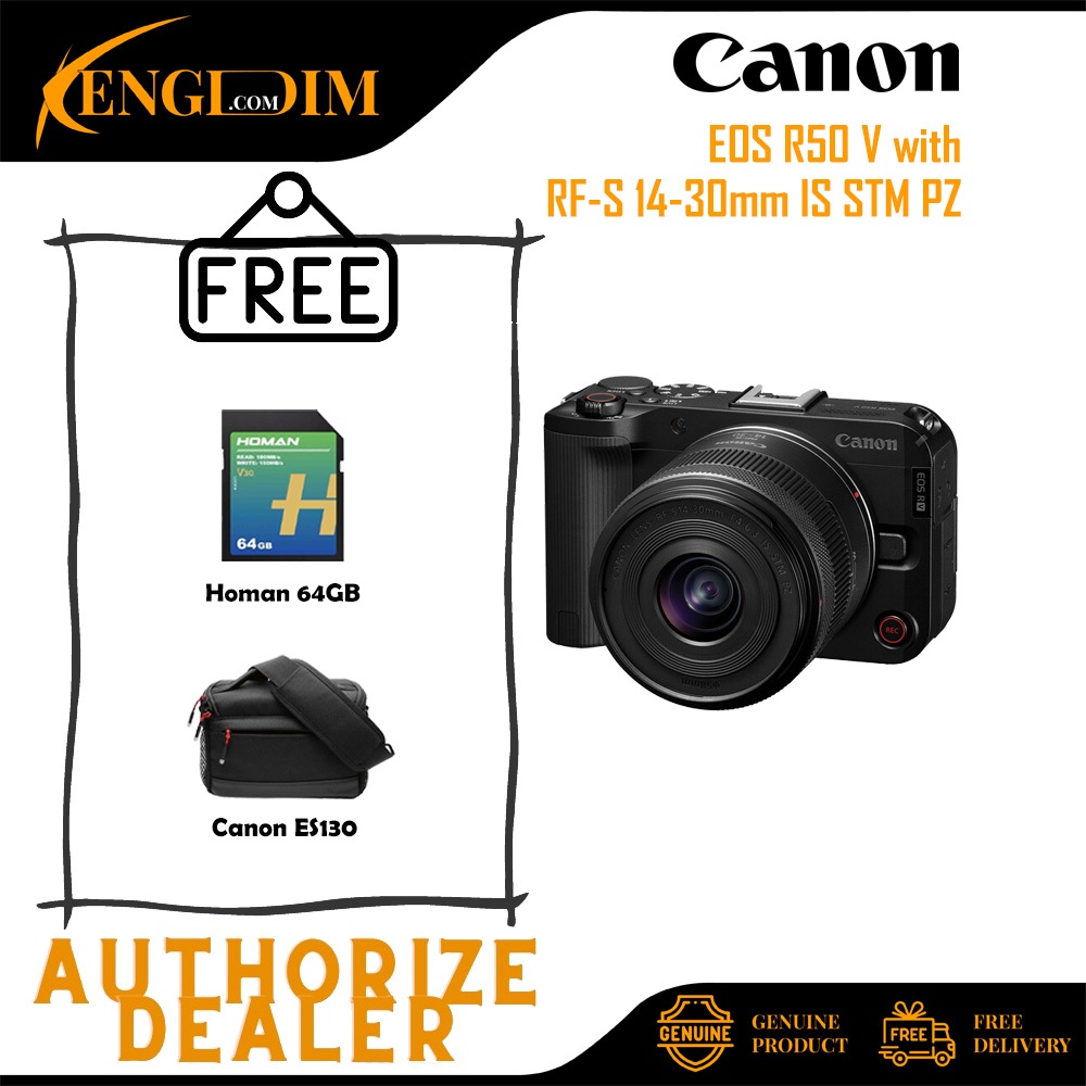Canon EOS R50 V / R50V Mirrorless Camera with 14-30mm f/4-6.3 Lens ...