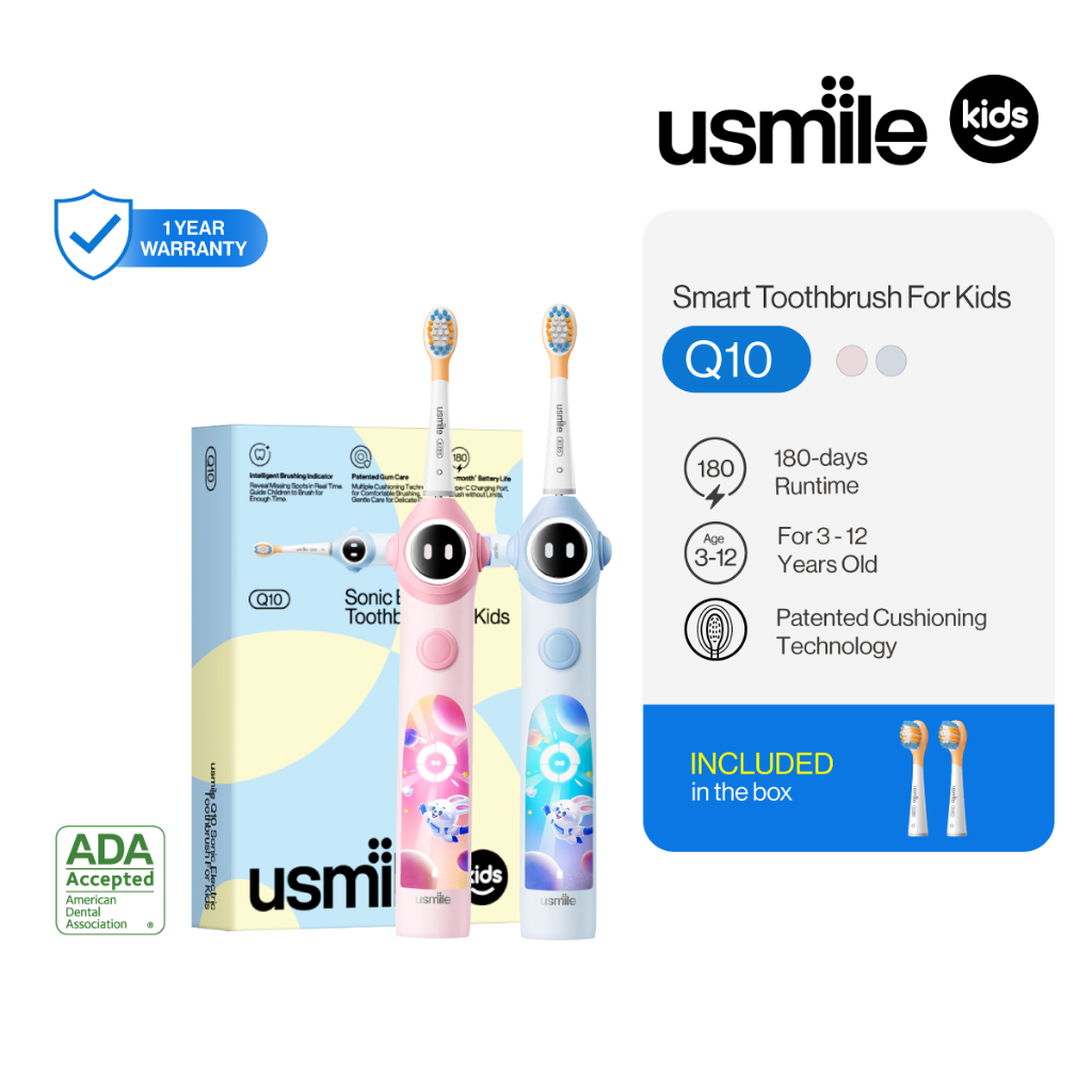 usmile Q10 Kids Sonic Electric Toothbrush | Brush Indicator | 180 Day Battery Life | Extra ...
