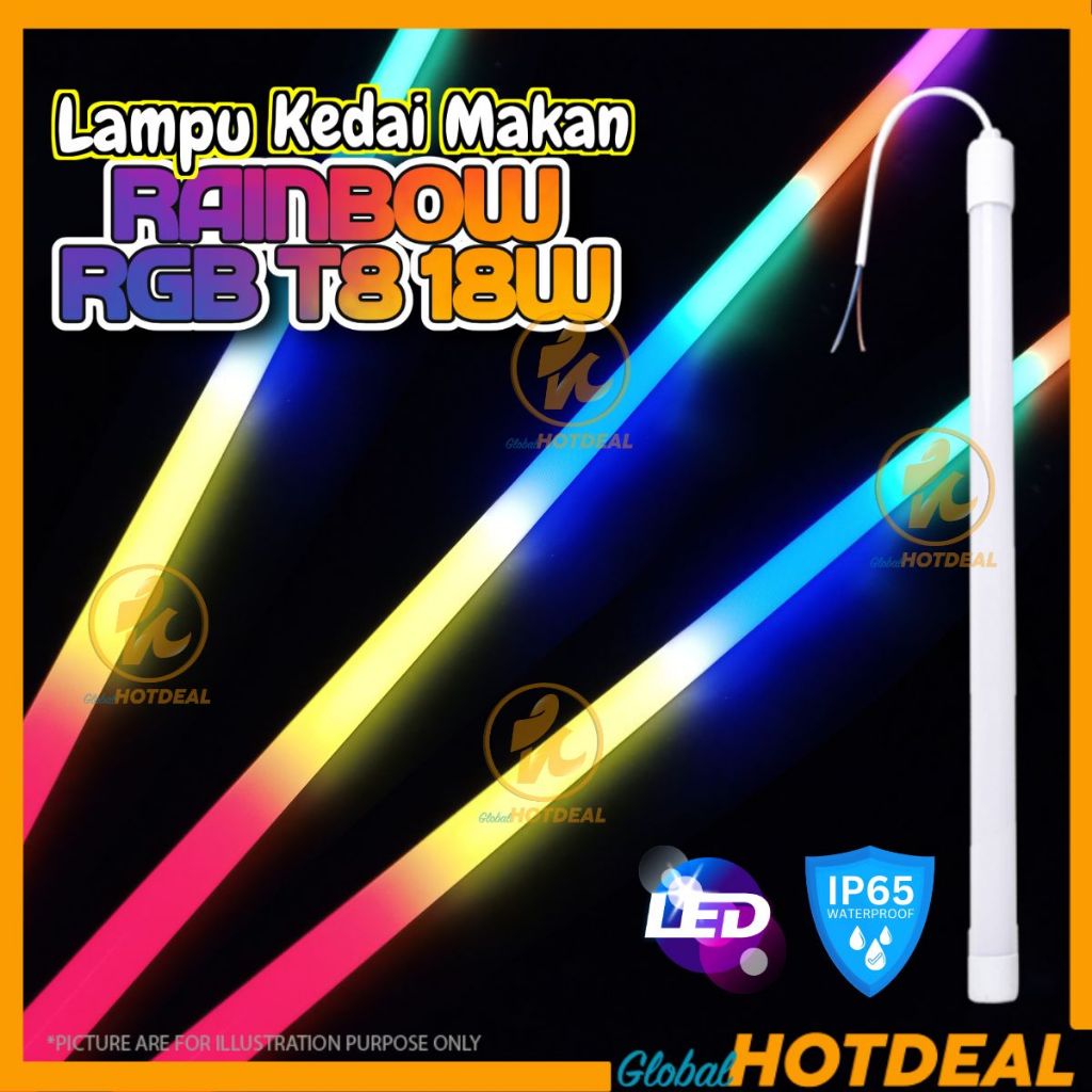 RAINBOW T8 18W 4FT LED Light Lamp Colour Rainbow RGB IP65 Waterproof ...