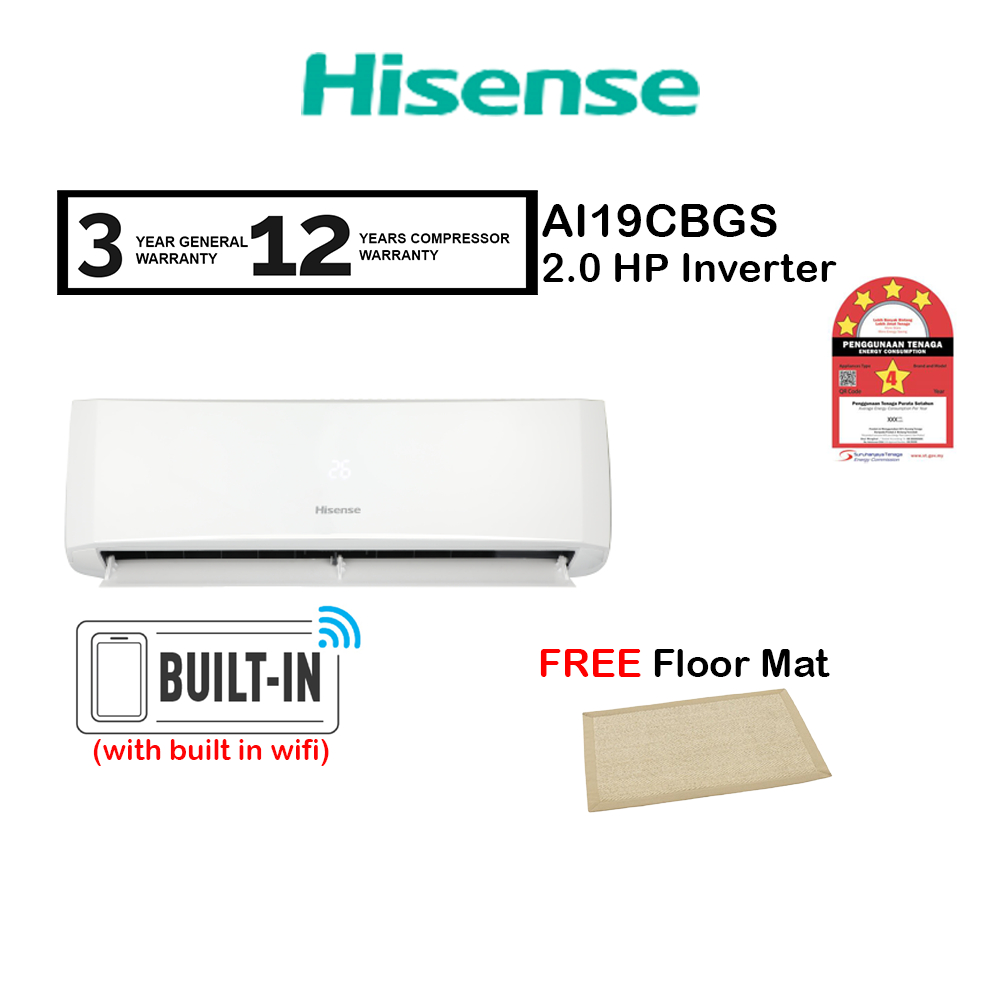 Hisense Air Cond AI20KAGS 2HP Inverter Air Conditioner 2HP R32 / 2.0HP ...