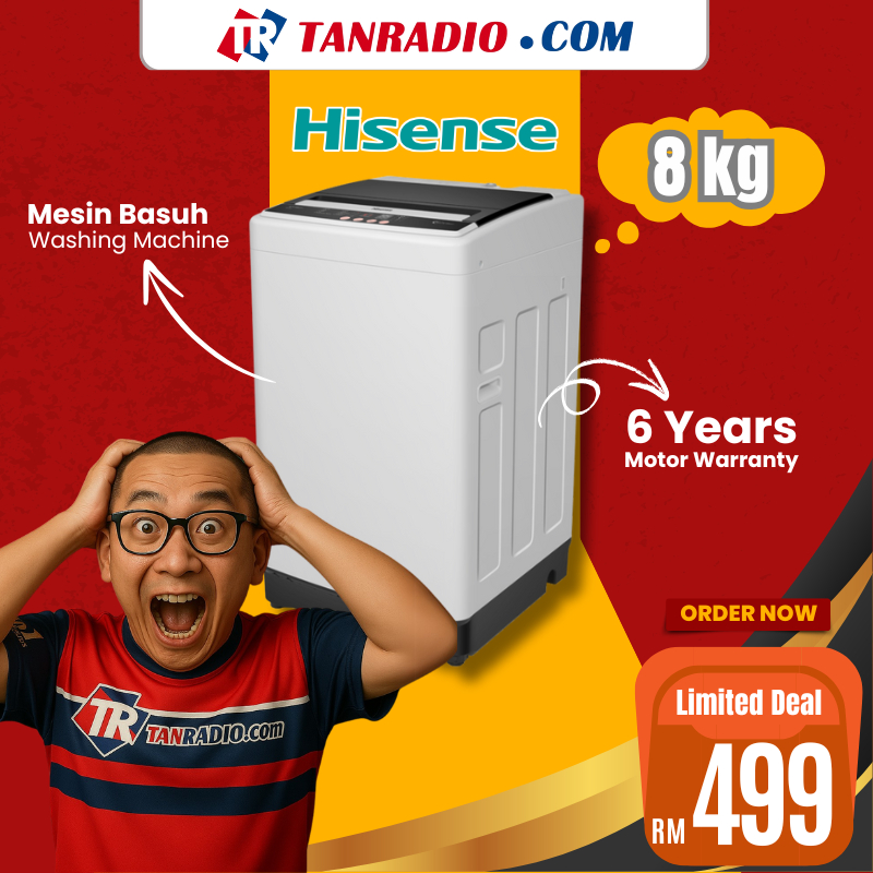 【PROMO MID YEAR】Hisense Mesin Basuh 8kg Fully Auto Top Load Washer ...