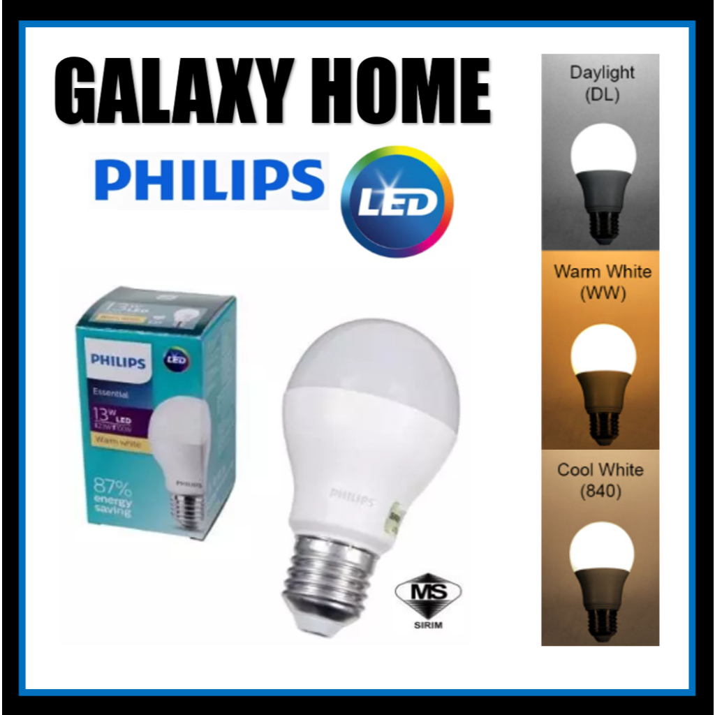 PHILIPS 5W/7W/9W/11W/13W E27 ESSENTIAL GEN2 LED BULB | Shopee Malaysia
