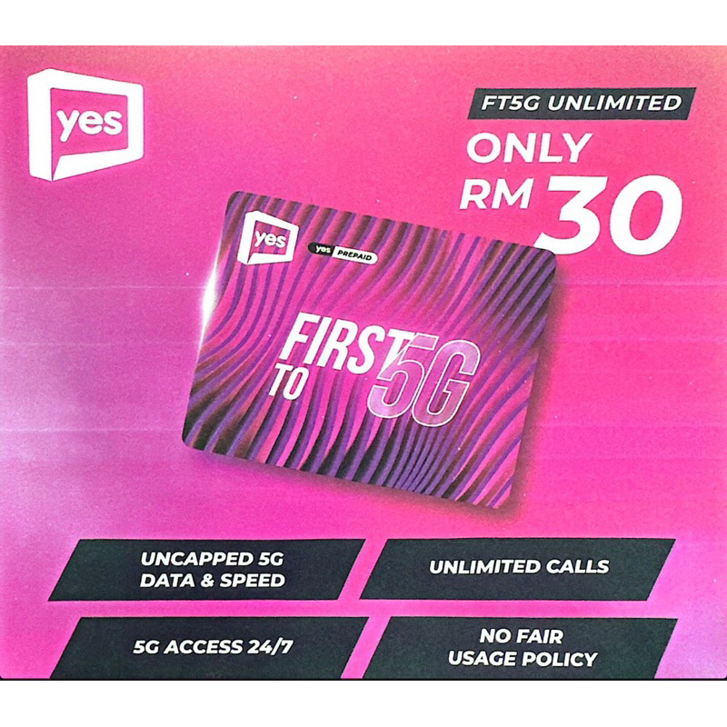 SIMKAD YES PREPAID FT5G UNLIMITED 4G&5G ((SIM ONLY)) | Shopee Malaysia