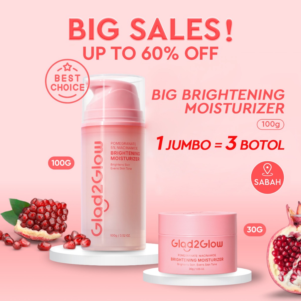 Glad2Glow Niacinamide Brightening Moisturizer Big Size100g Whitening ...