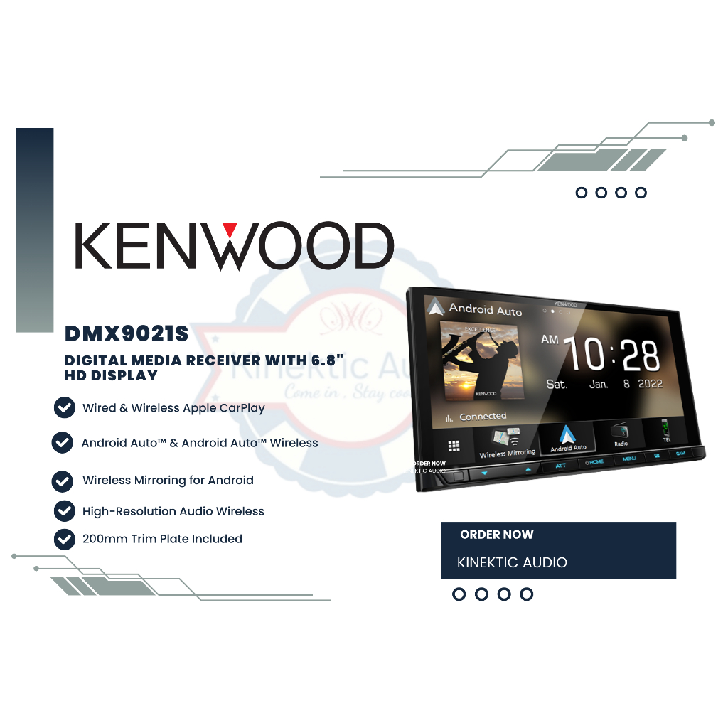 KENWOOD DMX9021S - Digital Media Receiver with 6.8" HD Display / Wired & Wireless Apple CarPlay ...